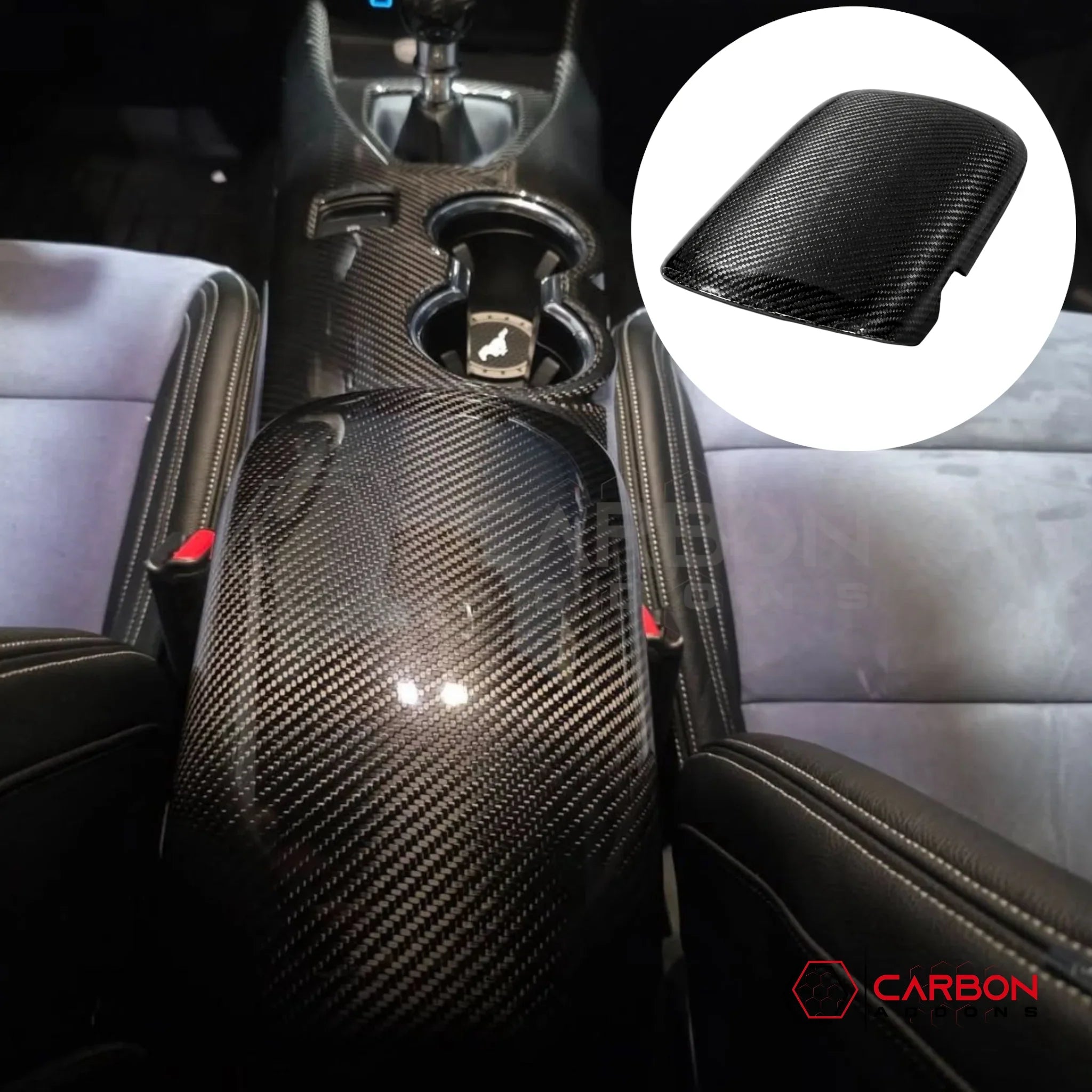 2024+ Ford Mustang S650 Real Carbon Fiber Center Console Arm Rest Cover ...