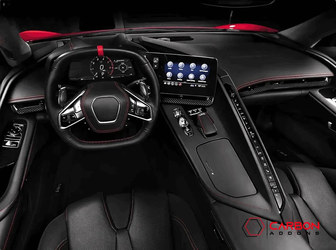 C8 Corvette Dash Chrome Trim Carbon Fiber Cover Kit Carbon Fiber Parts ...